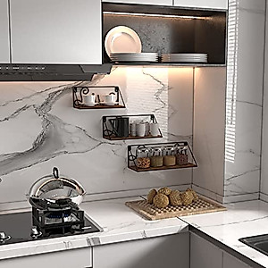 QUTREY Wall Mounted Floating Shelves Set, Live Love Laugh Metal Wall Decor Shelf for Bedroom, Living Room, Kitchen, 3 Packs