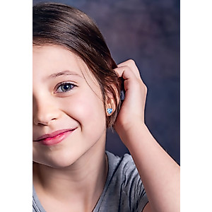 Vito 925 Sterling Silver Birthstone March Stud Earrings for Women, Cubic Zirconia Hypoallergenic Heart Aquamarine Ear Studs Jewelry Gift for Sister Daughter on Birthday