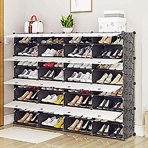 KOUSI 96-Pairs Shoe Organizer Shoe Rack Shoe Tower Storage Cabinet Storage Organizer Modular Shoe Cabinet, Black