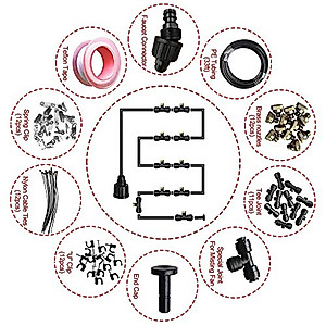 for System Line 33.3FT Outdoor Patio Misters Garden Fan Patio & Garden Water Can