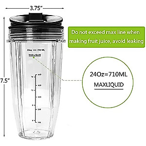 Replacement Blender Cup with Lid (2 Pack) 24 Oz Cups For Ninja Auto iQ BL480 BL482 BL642 NN102 BL682 BL450 BN751 BN801 Foodi SS351 SS401 Ninja Blender Auto iQ Blade