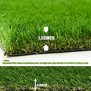 Heyroll Artificial Grass Thick Turf Rug 4 ft x 6 ft, 35MM Outdoor Indoor Fake Grass Mat, Astro Turf Lawn for Dogs Pets, Synthetic Grass Rug with Drainage Holes & Rubber Backing/Custom Size