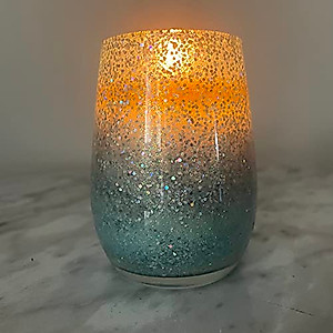 Scented Candle | 17 oz Glitter Jar Candle | Glam Home Decor | All Natural Soy-Coconut Wax Blend (Blue Glitter)