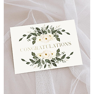 Graphique Congrats Laurels Wedding Card | Congratulations Greeting Card for Newlyweds | Couple, Bride, Groom | Glitter and Gold Foil Accents | Color-Coordinated Envelope | 5" x 7"