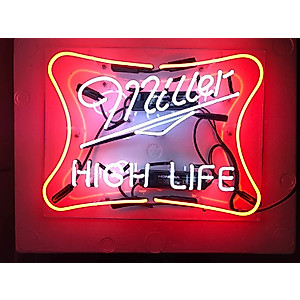 Prouten Neon Signs 20" Millers High Life Neon Sign Acrylic Beer Pub Bar Handmade Wall Decor Neon Light A120MHLA