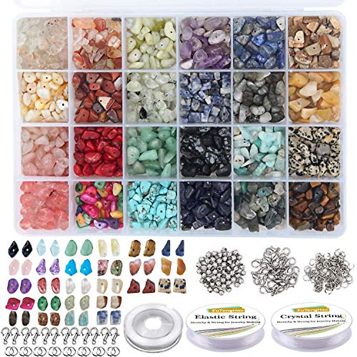 EuTengHao 14523 Irregular Chips Stone Beads Natural Gemstone Beads Kit Glass Seed Beads Small Craft Beads Small Beads for DIY Bracelet Necklaces Earring Crafting Jewelry Making Supplies