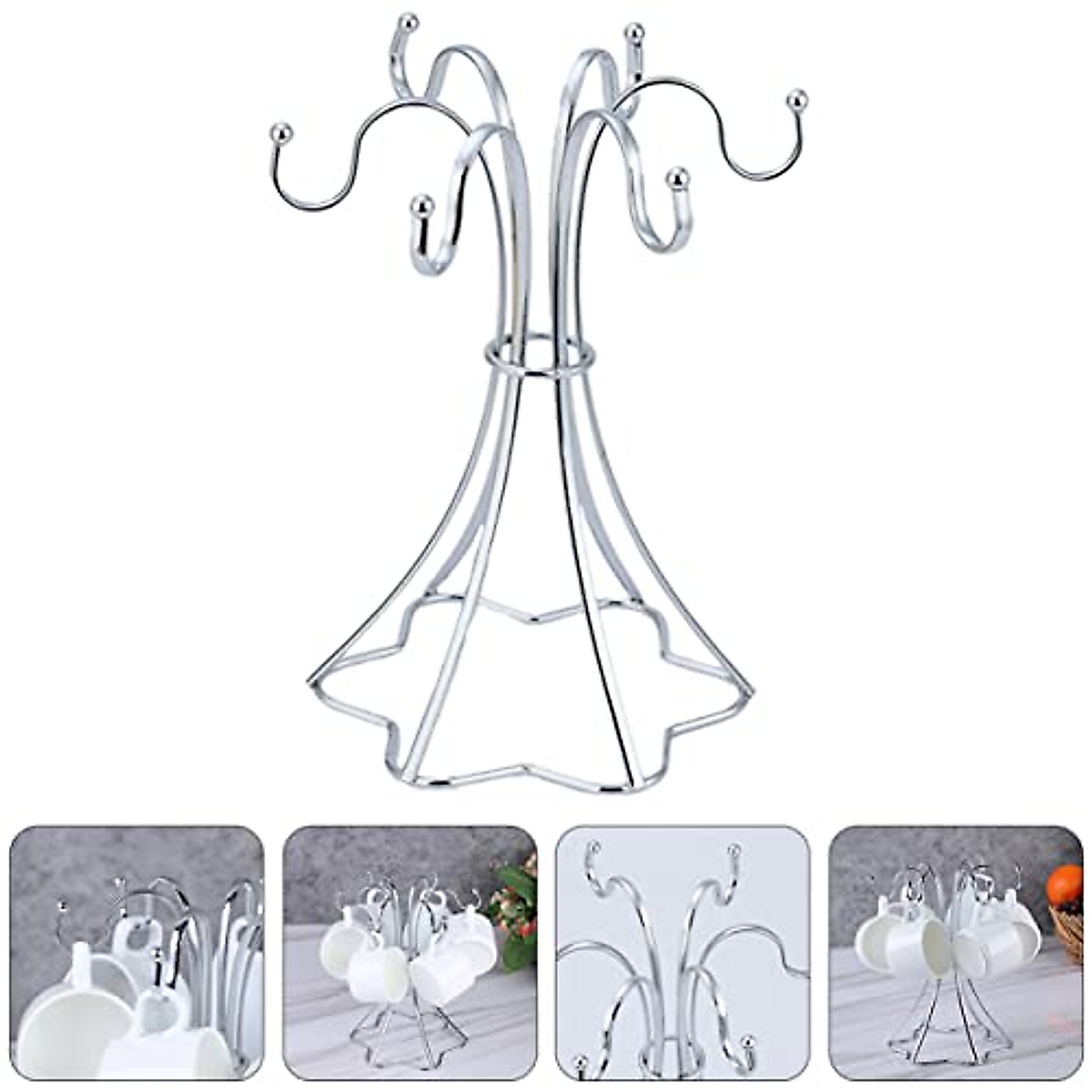 Hemoton 2 Pack Stylish Steel Mug Home Storage Mug Hooks Coffee Cup Stand Coffee Mug Tree Tree Holder Stainless