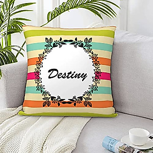 KPSheng Personalized Floral Pillow 5 Designs Flower Pillow with Name Custom Name Throw Pillow Covers for Sofa Living Room Gifts for Girls, Mother's Day Birthday Gift idea