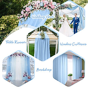 Baby Blue Backdrop Curtain for Parties Baby Blue Chiffon Sheer Fabric Drape Wedding Arch Backdrop for Birthday Party Photo Baby Shower 10ft x 7ft