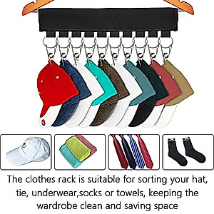 TOPMEET Hat Organizer for Baseball Caps Storage,10 Stainless Steel Clips Holder for Hanger, Cap Rack/Hat Shelf Fit Room Closet,Door,Wall - 1 Pack