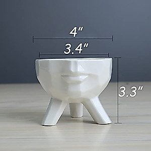 YONGYAN Face Shape Flower Pot Statue Decoration Ceramics Garden Head Planters Containers Pot Bookshelf Office Desktop Decor