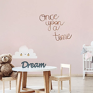 Once Upon a Time Metal Wall Art Read Signs Playroom Decor Nursery Wall Decor Words Art for Kids Playroom Signs Book Themed Decor Bookshelves Little Library Sign (Rose Gold)