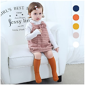 Yenzat Baby Toddler Knee High Non Skid Socks Grip Girls Boys Long Stockings Anti Slip 18-36 Months 5 Pairs