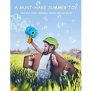 Vewaci Bubble Machine Gun [10,000 Bubbles/Min] [LED Light] Bazooka Bubble Gun, Rechargeable Bubble Blower for Age 3+ Kids/Adults, Birthday Gift Summer Toy for Outdoor Wedding Party