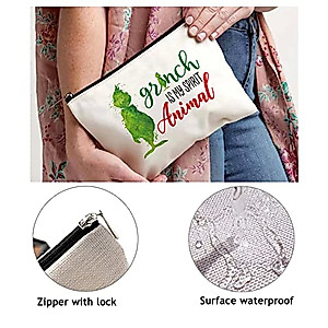 OUZ Grinch Is My Spirit Animal - Green Monster Makeup Bag, Fans Gifts, Gifts For Women Girl Cosmetic Bag(8M004)