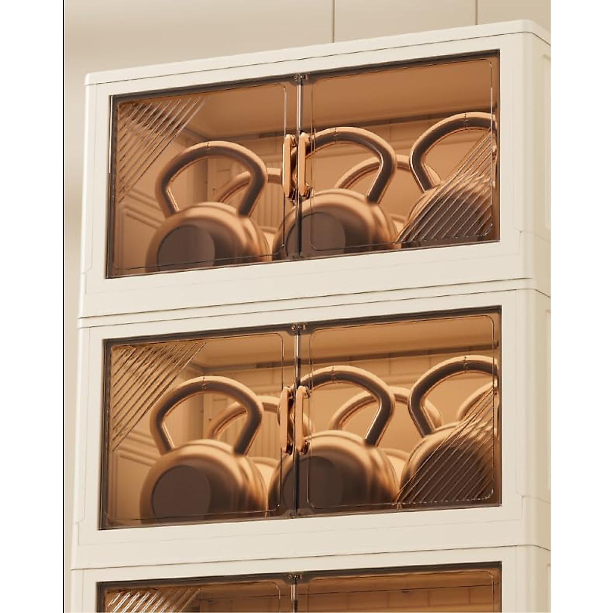 3 Tiers Storage Bins 92QT Storage Bins with Lids, Stackable Storage Bin and Collapsible Storage Bins for Living Room, Bedroom, Cloakroom, Office Pantry Organizers and Storage