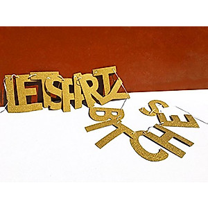 FECEDY Glitter Gold Alphabet Let's Party Banner for Bachelorette Party Decoration