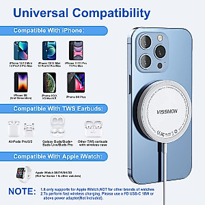 Magnetic Wireless Charger 3 in 1, 15W Fast Wireless Charging for iPhone 14/13/12/11 Series/XS Max/XS/XR/X/8/8 Plus, Compatible with Apple iWatch SE/7/6/5/4/3/2, AirPods Pro/3/2