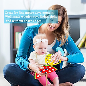 4 Pack Wooden Lacing Toy,Educational Threading Activity Puzzles,Learning Fine Motor Skill Travel Toy,Wooden Fruit Threading Set for Toddlers Kids 3 4 5 Year 1 Apple,1 Watermelon,1 Pineapple,1 Pear