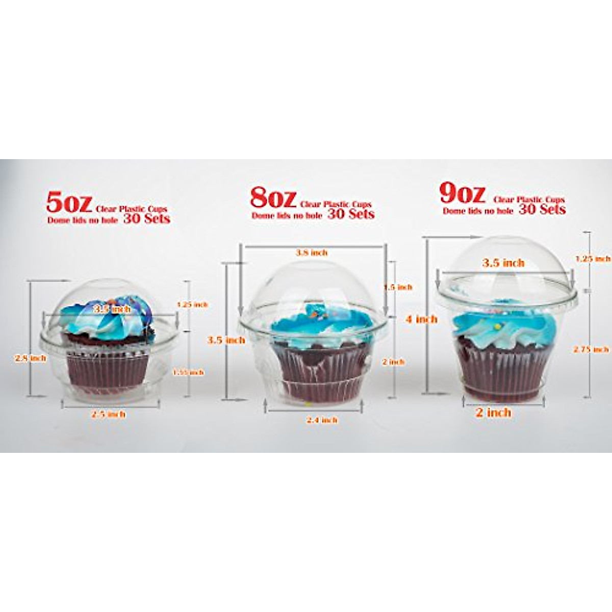 Golden Apple, 5oz-30sets Clear Plastic Cups for Ice Cream, Dessert Cups, Snack Bowl with Dome lids no Hole