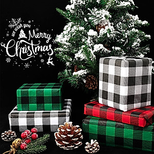 Whaline 120 Sheets Christmas Tissue Paper Buffalo Plaid Wrapping Paper Red Green White Black Gift Wrapping Paper Rustic Art Paper Crafts for Home DIY Gift Bags New Year Decor, 14 x 20inch