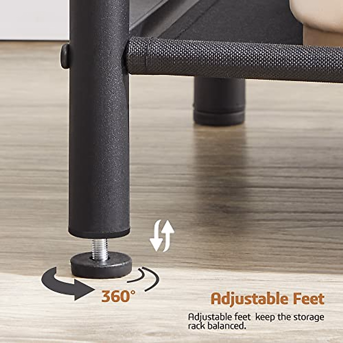 TUTOTAK Shoe Rack 5 Tier, Narrow Shoe Organizer for Closet Entryway, with 4 Fabric Shelves and Top for Bags, Shoe Shelf, Steel Frame, Industrial, Rustic Brown and Black SR01BB022