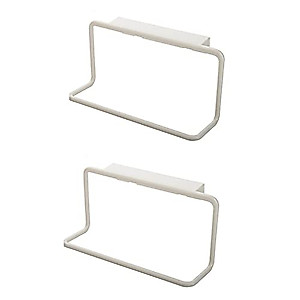 Modern Kitchen Over Cabinet Plastic Towel Rack, Hang on Inside or Outside of Doors, Storage and Organization for Hand and Dish Towels, Rag(White)