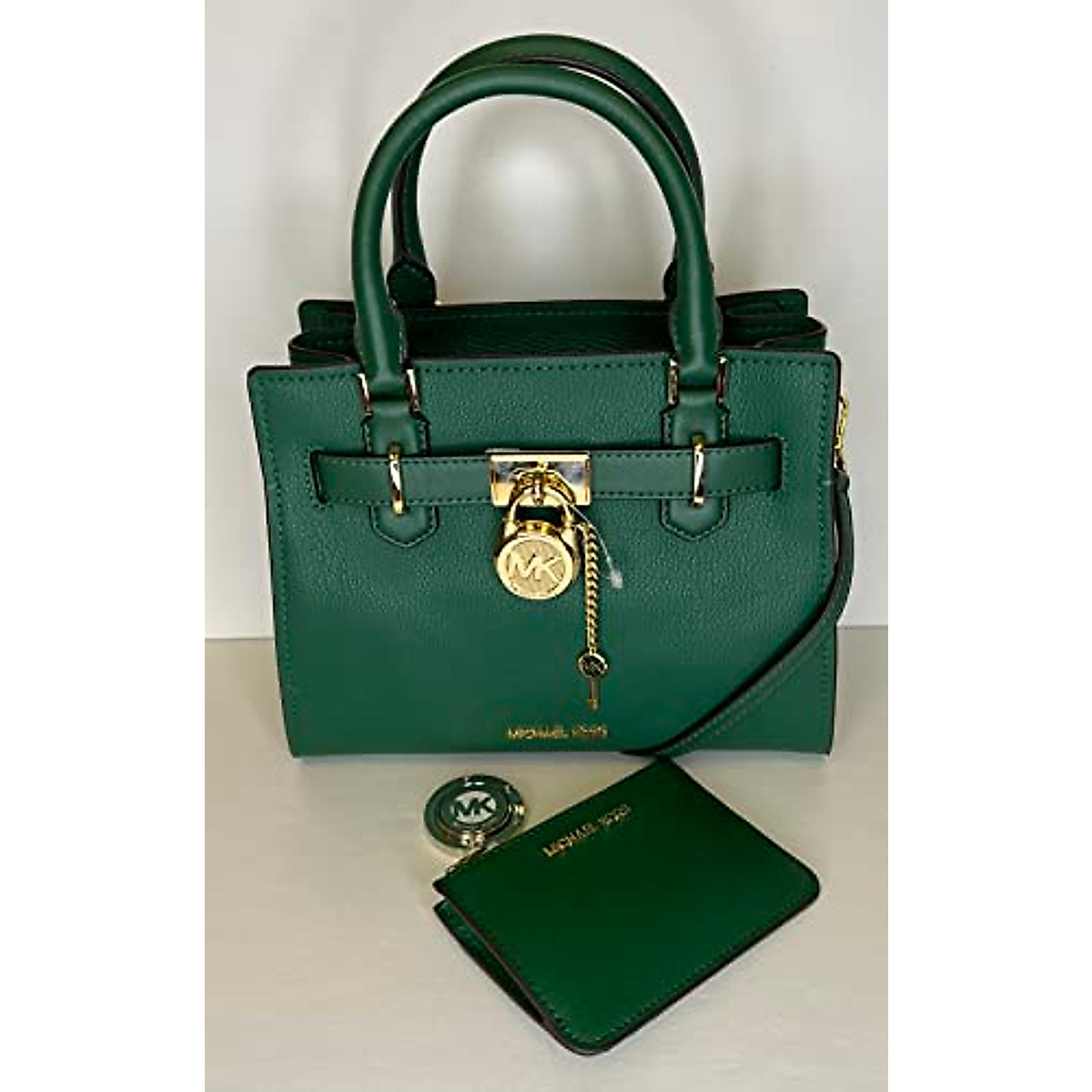 Michael Kors Hamilton SM Satchel bundled with SM TZ Coinpouch Purse Hook (Jewel Green)