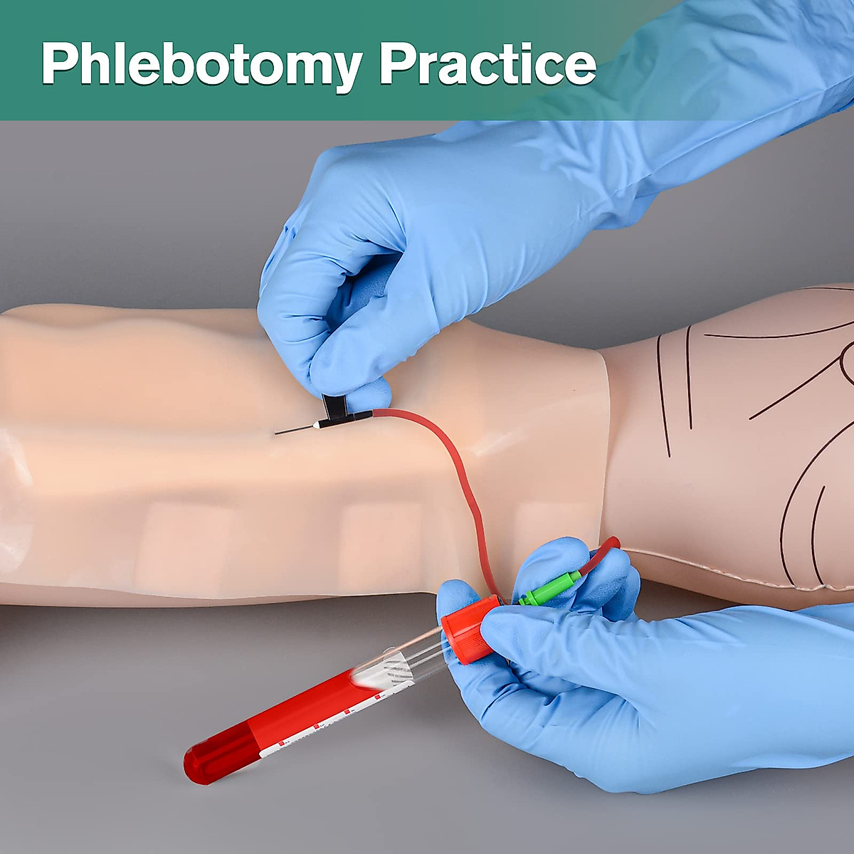 Ultrassist IV & Phlebotomy Practice Kit for Nursing Students, IV Start Kit for Injection Practice, Venipuncture Kit with Latex-Free Veins