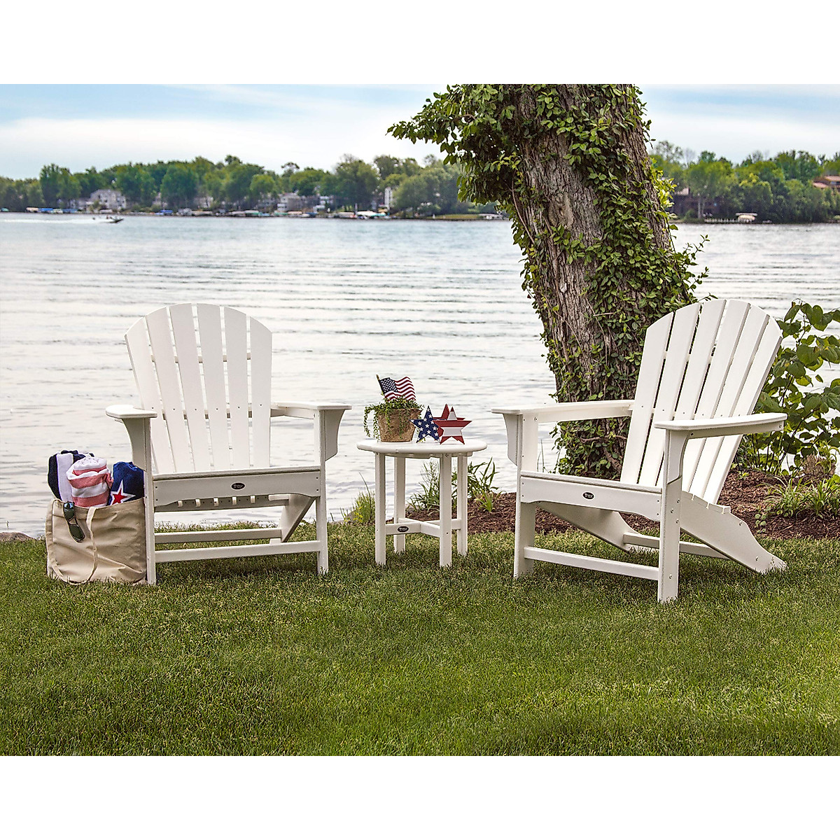 Trex Outdoor Furniture Yacht Club 3-Piece Shellback Adirondack Chair Set with Side Table