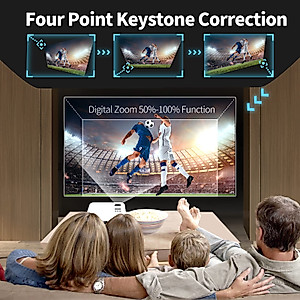 4K Projector with WiFi and Bluetooth, TOPTRO 2023 Upgraded X3 Native 1080P Projector 4K Support, 16000 Lumen, 4P/4D Keystone, 300" Display, 50% Zoom, Outdoor Projector for iOS/Android/ TV Stick/PS5