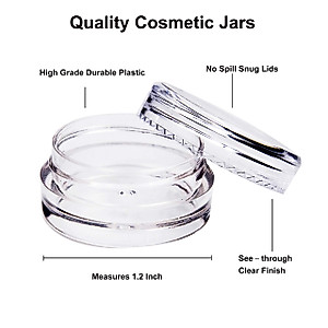 Youngever 140 Pcs Empty Plastic Cosmetic Samples Containers, Plastic Jars With Lids, 5 Mini Spatulas (5 Gram)
