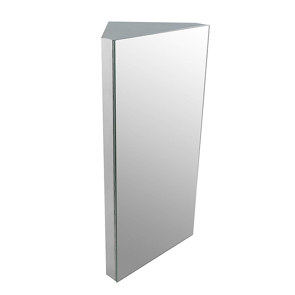 Renovators Supply Manufacturing Medicine Cabinets 23.6 in. x 11.8 in. Stainless Steel Infinity Corner Bathroom Wall Medicine Cabinet with Mirror and Mounting Hardware Opens Right to Left