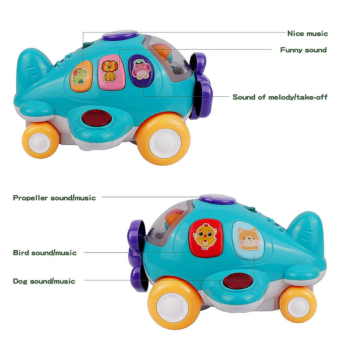 DeXop Musical Baby Toys,18 Months+ Old Airplane Toy Crawls Preschool Learning Toddler Toys,for 2 3 Year Old Baby Boy Gifts and Baby Girl Birthday Toys