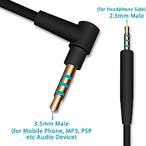 QC25 Replacement Cable Cord Bose QC15 Cord Replacement with MIC and Volume Control Compatible with Bose QuietComfort 25 QC 25/QC35/Bose On-Ear 2/OE2/OE2i/AE2i/Soundlink/SoundTrue (Black+Storage Case)