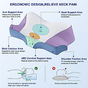 FAIORD Memory Foam Cervical Neck Pillows, Cervical Pillow for Neck and Shoulder Pain Relief, Orthopedic Ergonomic Contour Back Support Pillow for Side, Back & Stomach Sleepers with Cooling Pillowcase