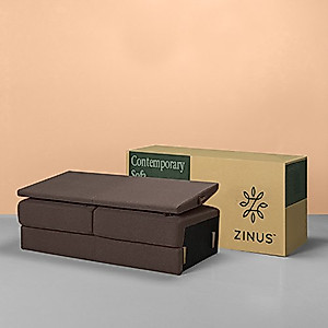 ZINUS Ricardo Loveseat Sofa Tufted Cushions, Easy, Tool-Free Assembly, Chestnut Brown