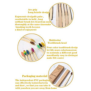 OUTIN Adults Bamboo Toothbrushes 20 Pack, Colorfull Soft Bristles Children Wood Toothbrush Eco Friendly Biodegradable Wooden Handle Tooth Brush Oral Cleaning, HOT004