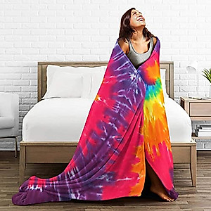 Tie Dye Abstract Fleece Throw Blanket, Fuzzy Warm Throws for Winter Bedding, Couch and Plush House Warming Decor Gift Idea (60"x50")