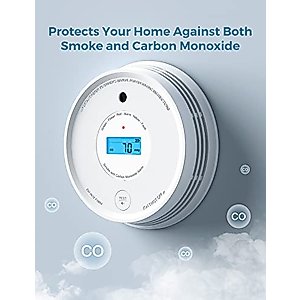 Smoke Carbon Monoxide Detector, AEGISLINK Interlinked Combination Smoke CO Alarm, Battery Powered, Wireless Interconnected, Digital Display, SC-RF220, 6-Pack