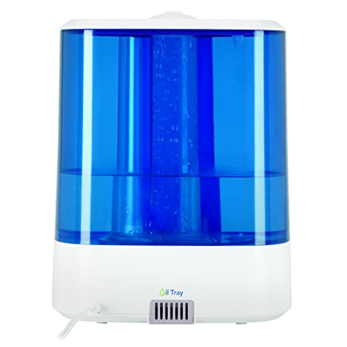PureGuardian H5225WCA Ultrasonic Warm & Cool Mist Humidifier, 100 Hrs. Run Time, 2 Gal. Tank, 560 Sq. Ft. Coverage, Quiet, Filter Free, Silver Clean Treated Tank, Essential Oil Tray, White/Blue
