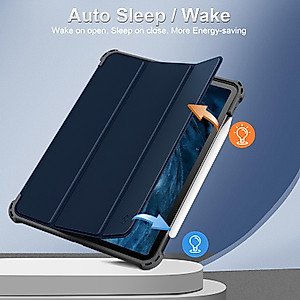 Fintie Hybrid Rugged Case for iPad Pro 11-inch (4th / 3rd Generation) 2022/2021 - Military Drop Tested Heavy Duty Protective Clear Cover with Pencil Holder, Also Fit iPad Pro 11" 2nd Gen, Navy