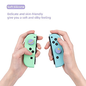 GeekShare Thumb Grip Caps Compatible with Nintendo Switch/OLED/Switch Lite,Soft Silicone Joystick Rocker Cover,4PCS (Purple)