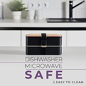 Premium Bento Lunch Box in 8 Modern Colors-MULTIPACK, 2x2 Leak-proof Compartments, Includes Sauce Container, Divider, Cutlery & Chopsticks, 40oz Japanese Bento Box for Adults & Kids, Microwave-safe