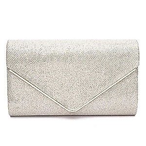 ZIUMUDY Women's Shinny Envelope Clutches Evening Party Handbag Purse Shoulder Chain Bag (Gold)