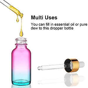 Hethyo 4 pack 2 oz Glass Dropper Bottle with Extra 2 Spray Nozzles 60ml Rainbow Colored Thick Glass Tincture Bottles Leakproof Travel Essential Oils Bottles (2 OZ)