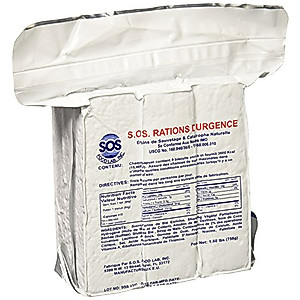 S.O.S. Rations Emergency 3600 Calorie Food Bar - 3 Day / 72 Hour Package with 5 Year Shelf Life Net wt. 1.60lbs (756g)