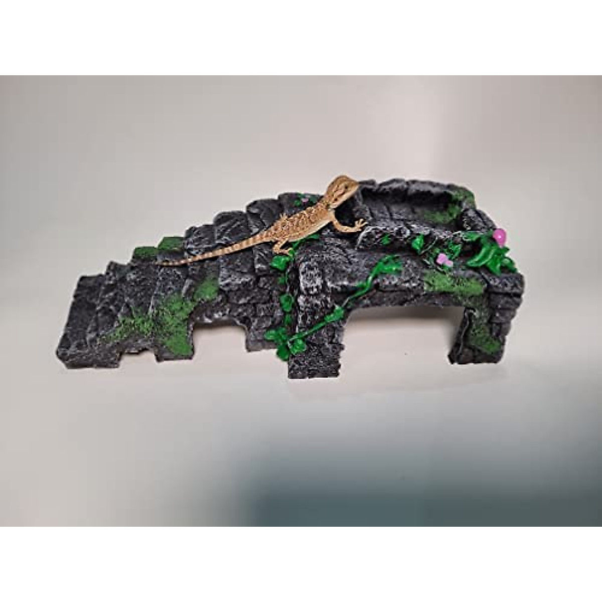 RunXF Multifunctional Turtle Reptile Climbing Ladder Basking Platform Resin Rock Hide for Bearded Dragon Leopard Gecko Frog Tortoise,multicolor