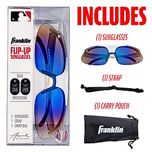 Franklin Sports Oval MLB WHT DLX FLIP-UP Sunglasses, White, 147mm