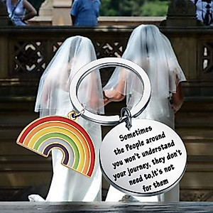 FEELMEM Gay Pride Gift LGBT Rainbow Keychain Sometimes The People Around You Won't Understand Your Journey They Don't Need To It's Not for Them LGBT Pride Jewelry Lesbian Gifts (Sometimes)